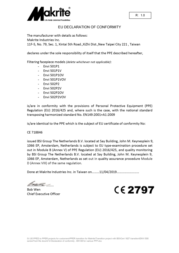 Certificate - Manufacturer of personal safety products for industry ...