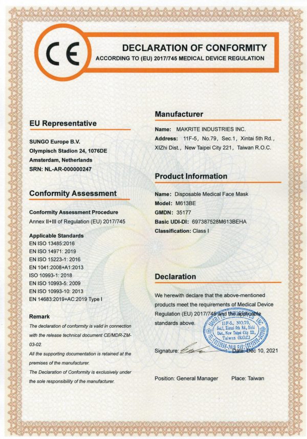 Certificate - Manufacturer of personal safety products for industry ...