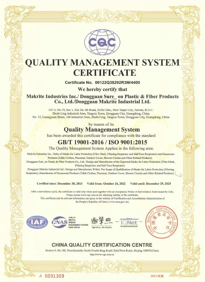 Certificate - Manufacturer of personal safety products for industry ...